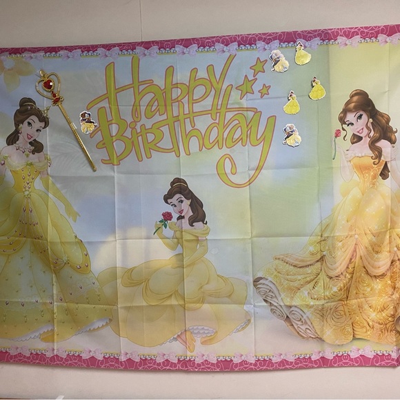 Party Supplies | Belle Party Themed Decor Backdrop And Gently Used ...